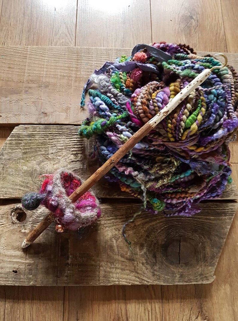 BIG Art Yarn DROP SPINDLE Handmade Rustic Wild Woodland | Etsy