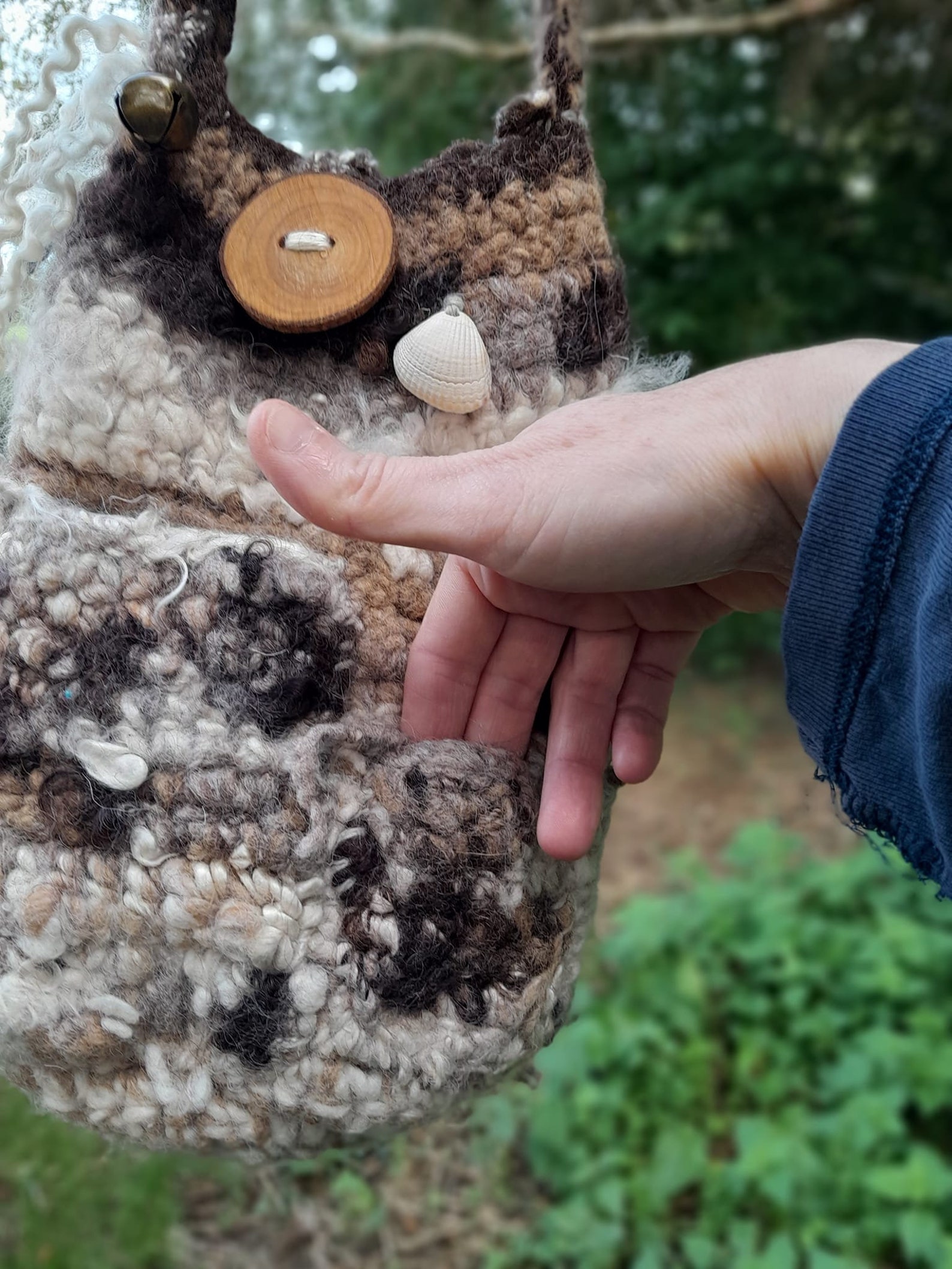 Natural Travelers Bag Felted Shoulder Bag Sea Shells Mermaid Pouch Wool ...