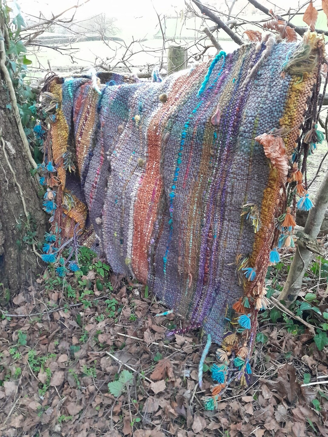 Handwoven Rug Magic Carpet Woven Handspun Art Yarn Weaving Plant Dyed ...