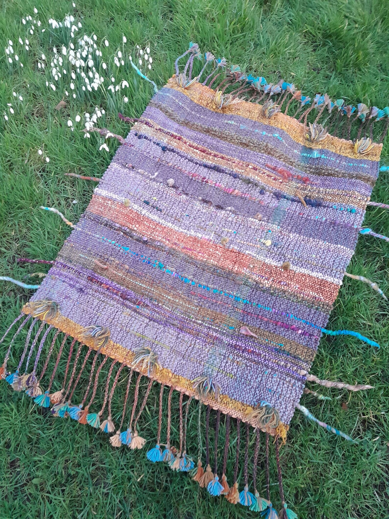 Handwoven Rug Magic Carpet Woven Handspun Art Yarn Weaving Plant Dyed ...