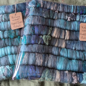 Hand Dyed Rolags Spinning Fiber Fibre Rolag Roving Merino Wool Recycled ...