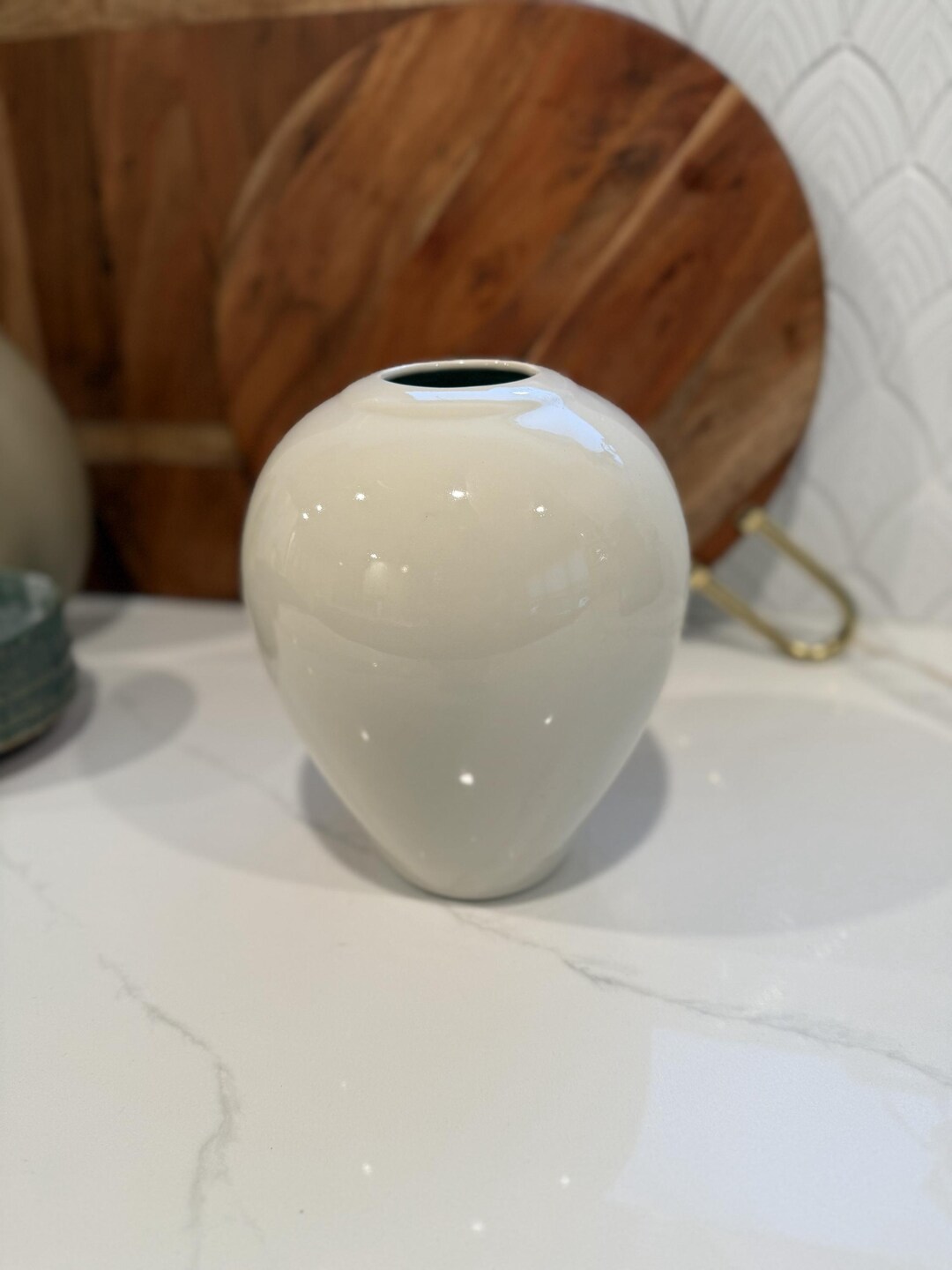Vintage Haeger Vase Ivory Cream 8" Simple Elegant 1985 Original Sticker ...