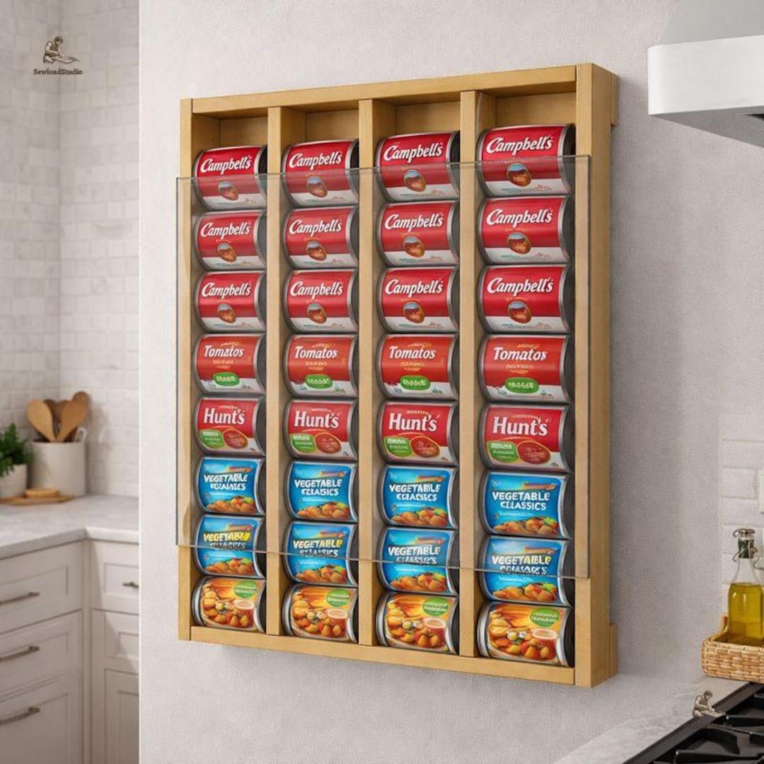 DIY Wall-mounted Can Organizer Plans | Pantry Storage Shelf PDF - Etsy