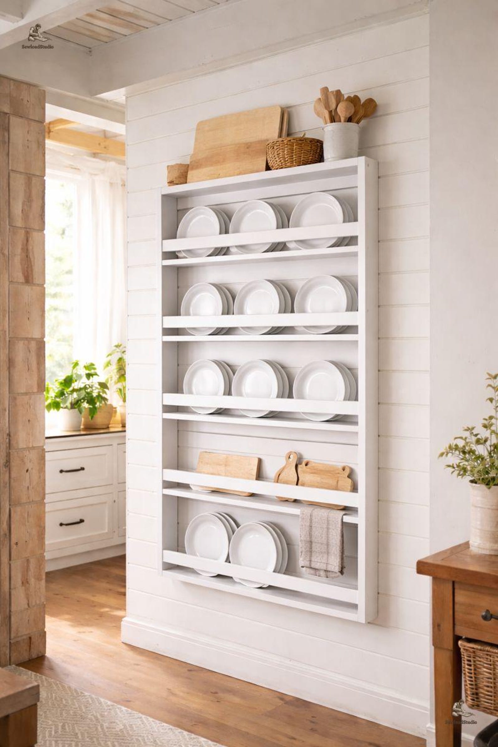 DIY Floating Plate Rack Plans | Full Length Wall-mounted Shelf PDF - Etsy