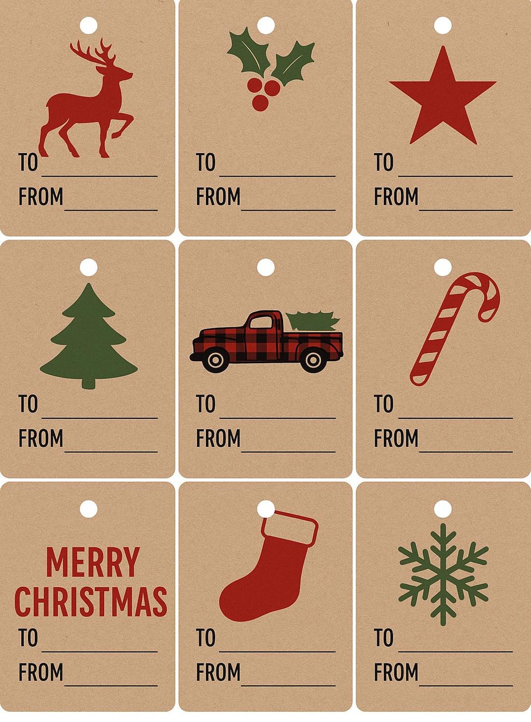 Rustic Christmas Gift Tags Printable (DIGITAL DOWNLOAD ONLY) - Etsy