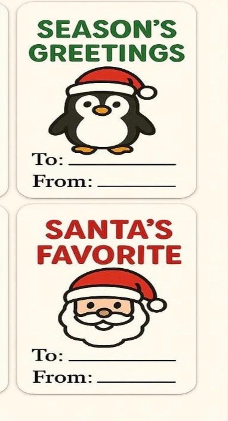 Kids Christmas Gift Tags Printable (1 Sheet) • Instant Download - Etsy