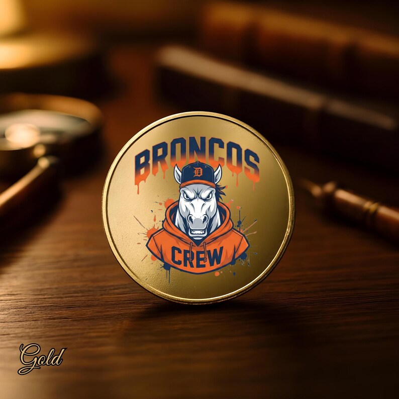Denver Broncos Gold Challenge Coin, Custom Football Collectible Token ...
