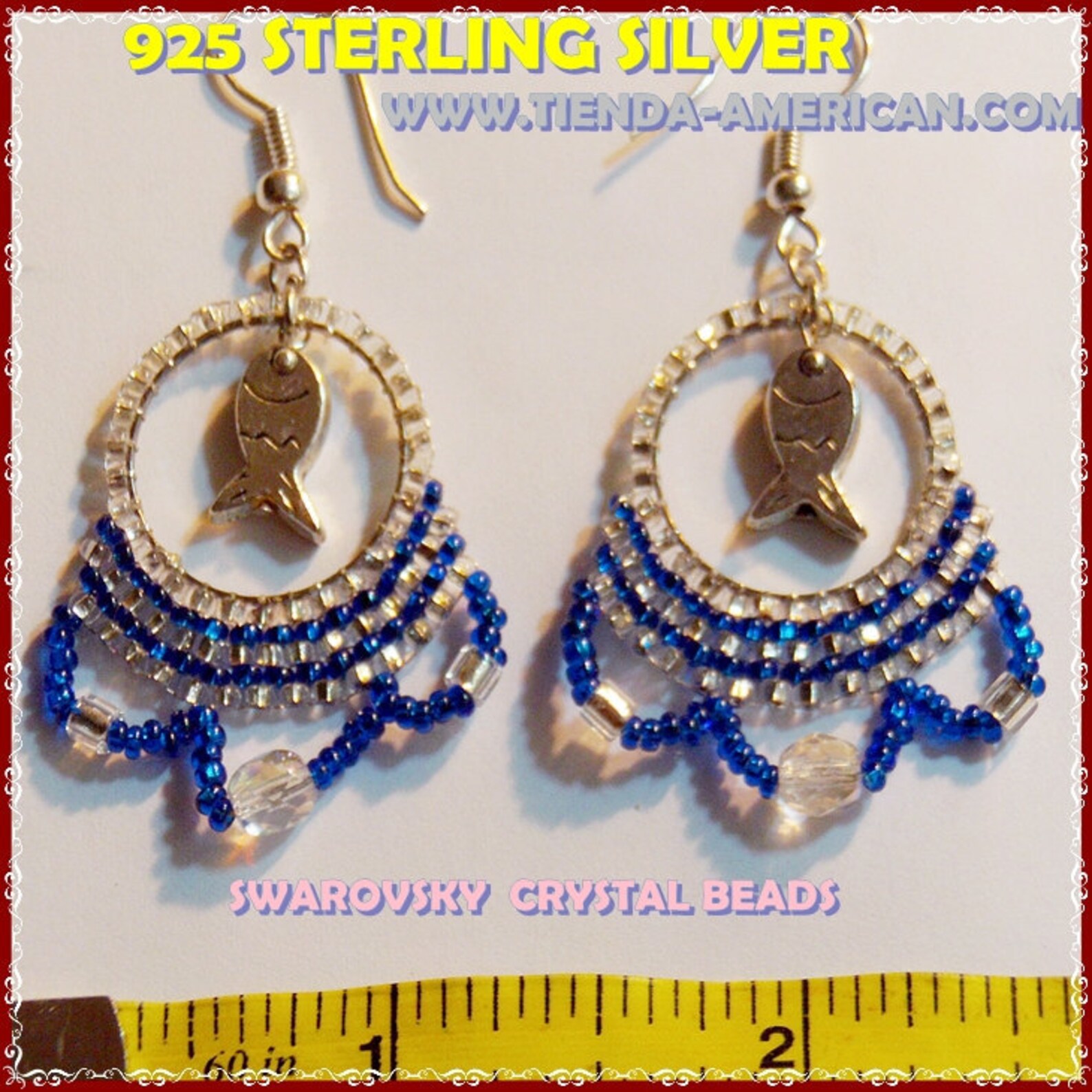 925 STERLING SILVER Beaded Earrings for YEMAYA Orisha. Aretes - Etsy