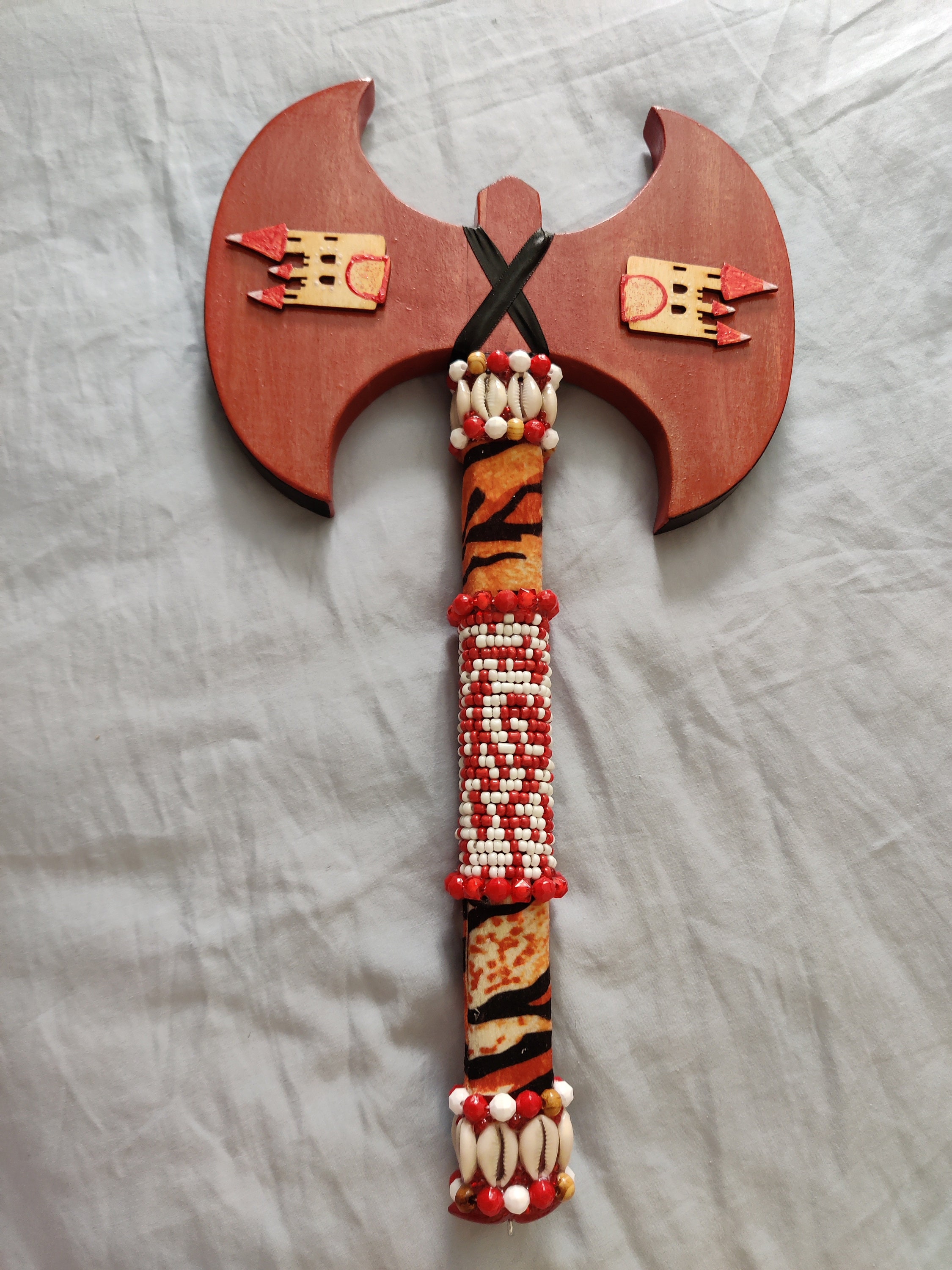 Santeria Yoruba. Wood Double Headed Axe for Shango Orisha- Hacha De ...