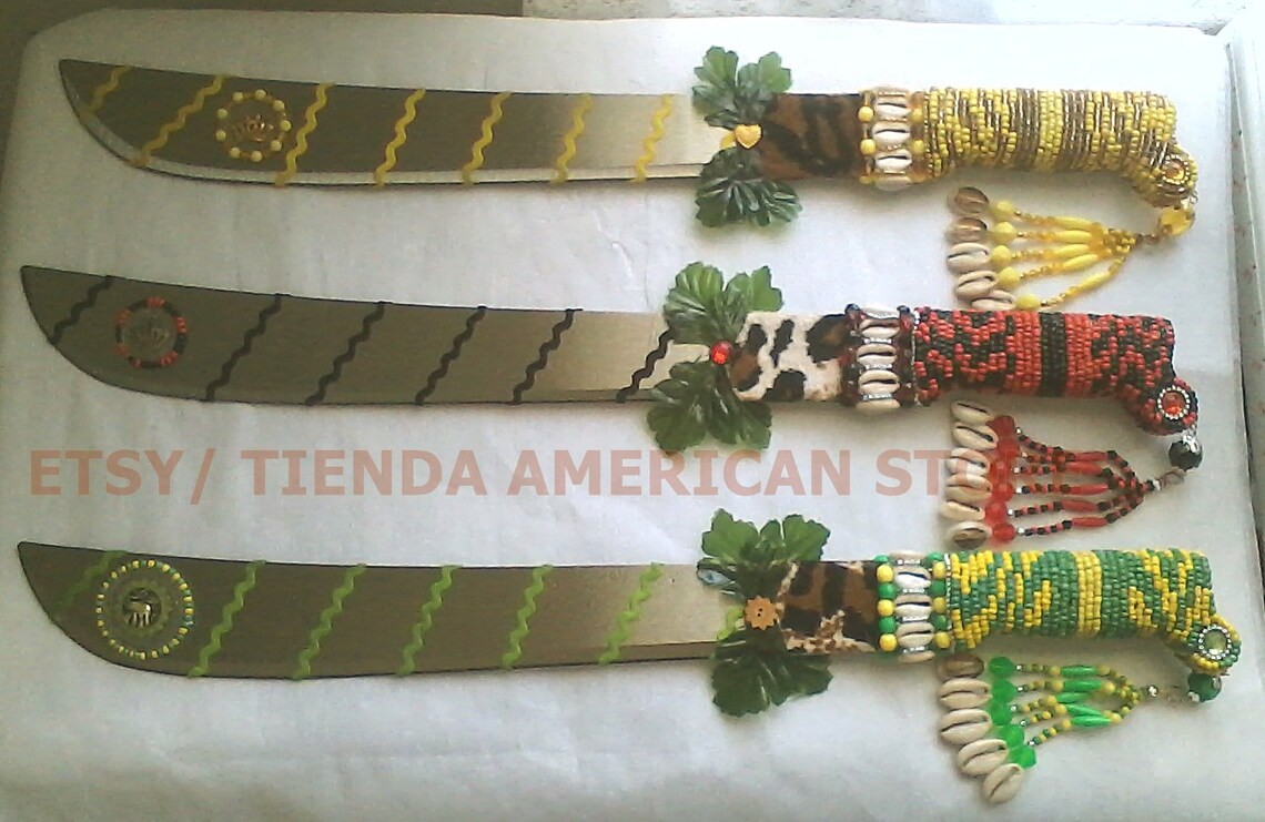 Santeria. Yoruba. MACHETE de acero decorado para orishas. - Etsy México