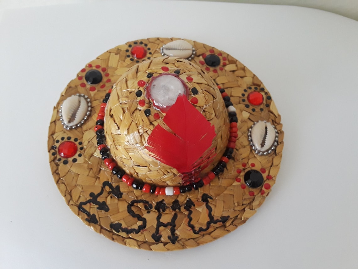 Santeria Yoruba. Beaded Straw HAT for Elegua Orisha. - Etsy