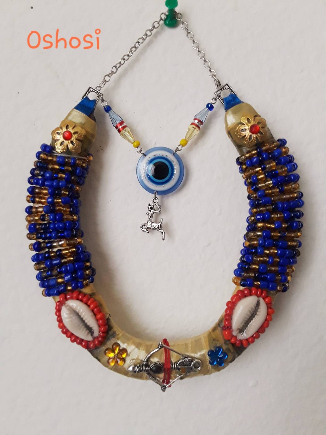 BEADED STEEL Horseshoe AMULET . for Home or Business Protection ...