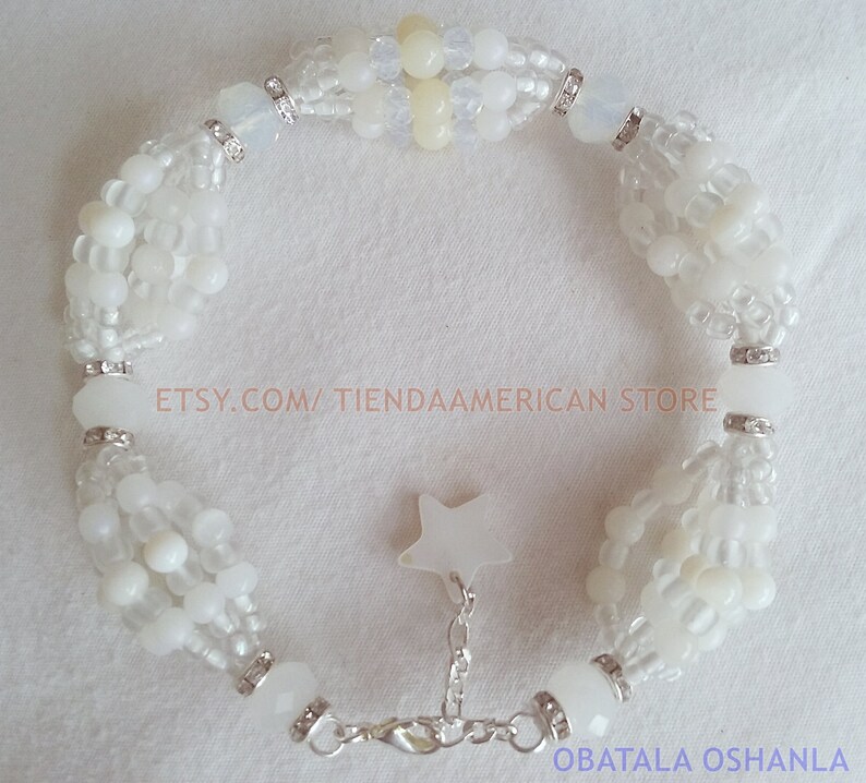 Santeria Yoruba. IDDE Bracelet for Obbatala Orisha Pulsera Idde De Mazo ...