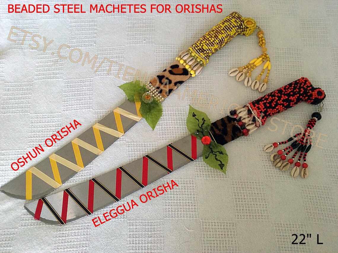 Santeria. Yoruba. MACHETE de acero decorado para orishas. - Etsy México