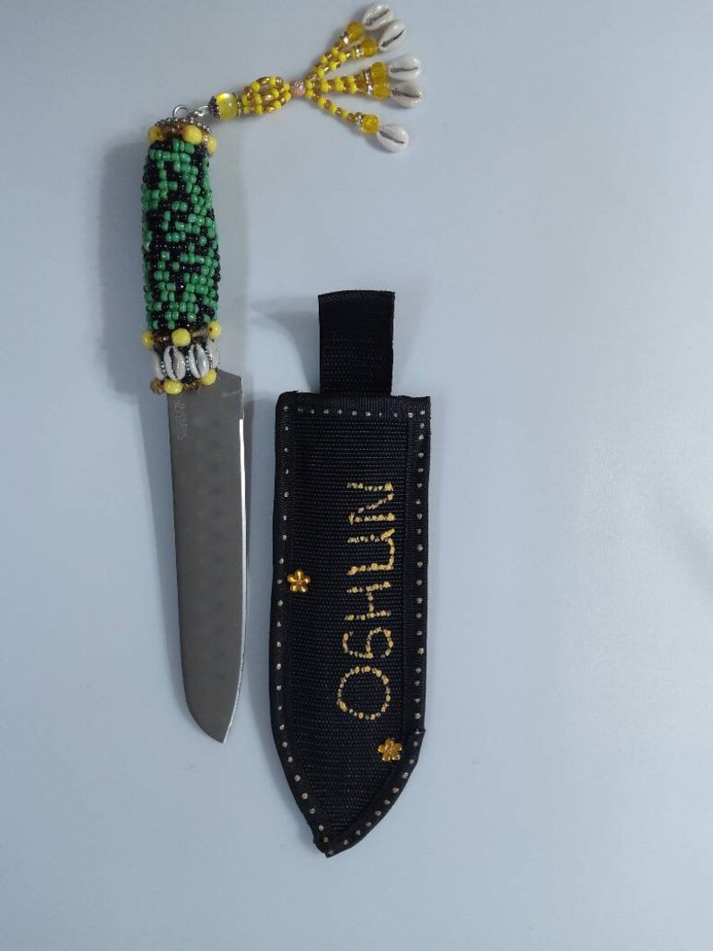 Santeria Yoruba. BEADED Steel Knife W/sheath OGBE PINALDO for - Etsy