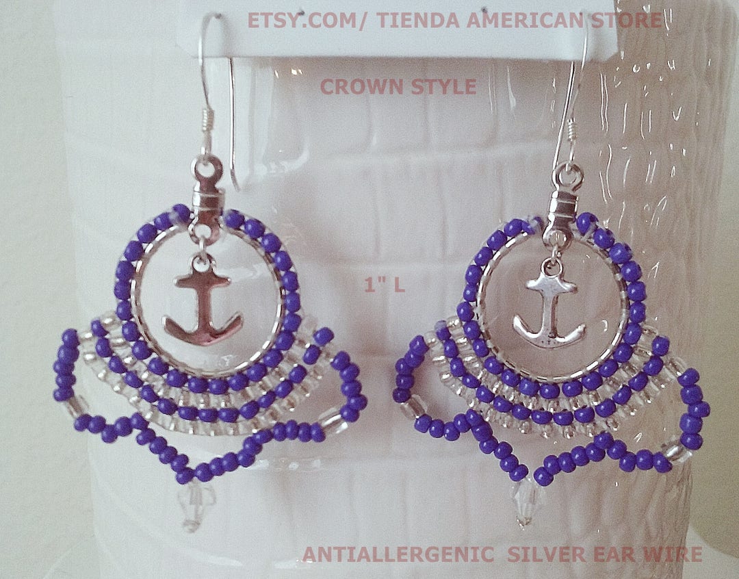 925 STERLING SILVER Beaded Earrings for YEMAYA Orisha. Aretes De Plata ...