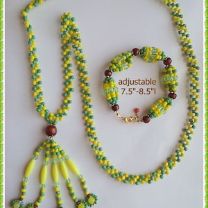 HANDMADE Weaved Necklace and Bracelet SET for ORUNMILA . Juego De ...