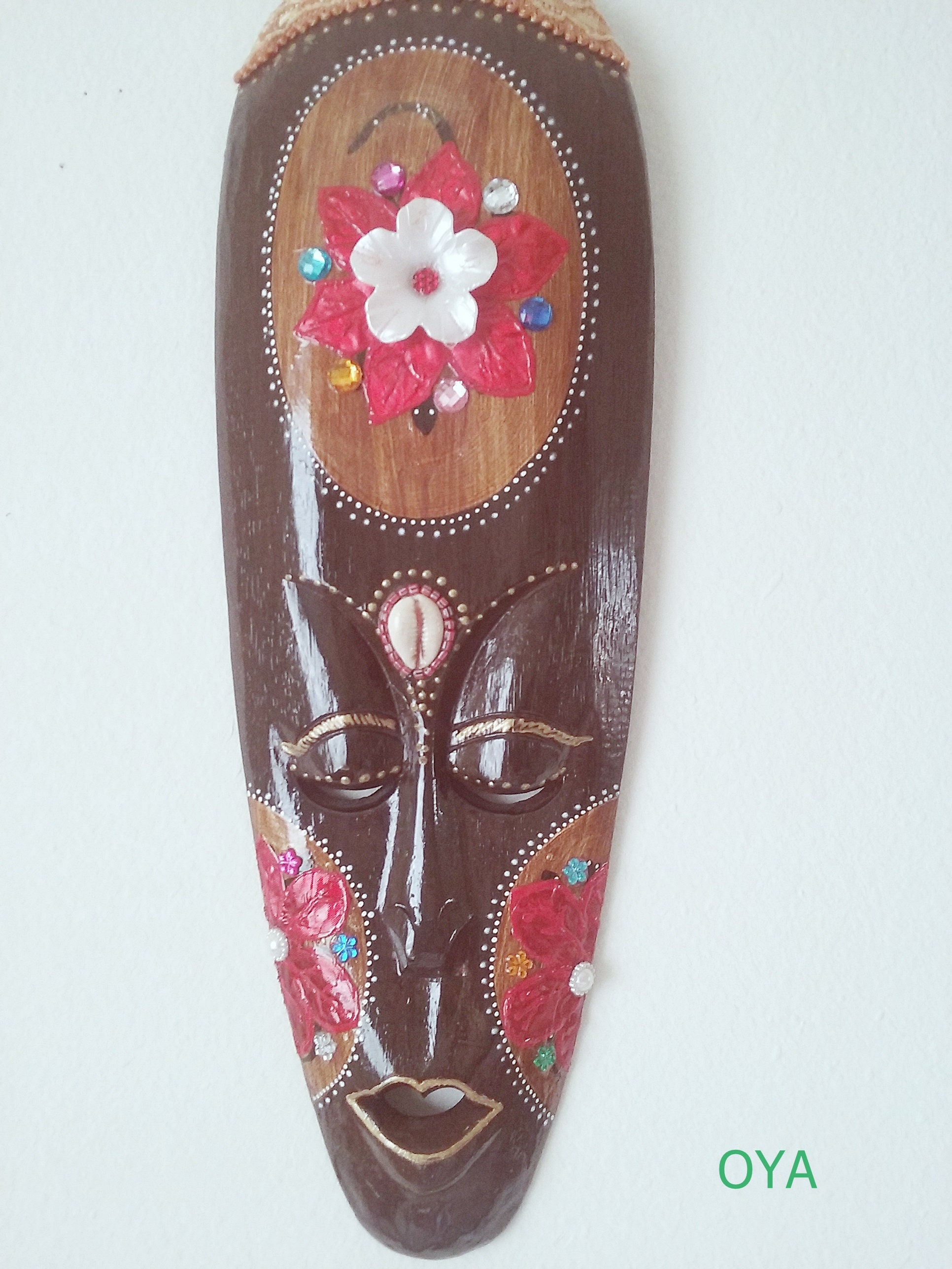 Santeria Yoruba. African TRIBAL hand carved wooden mask for