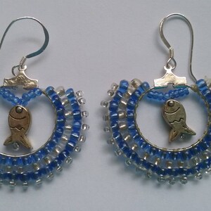 925 STERLING SILVER Beaded Earrings for YEMAYA Orisha. Aretes De Plata ...