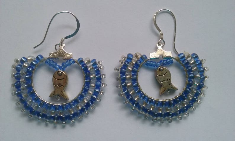 925 STERLING SILVER Beaded Earrings for YEMAYA Orisha. Aretes - Etsy