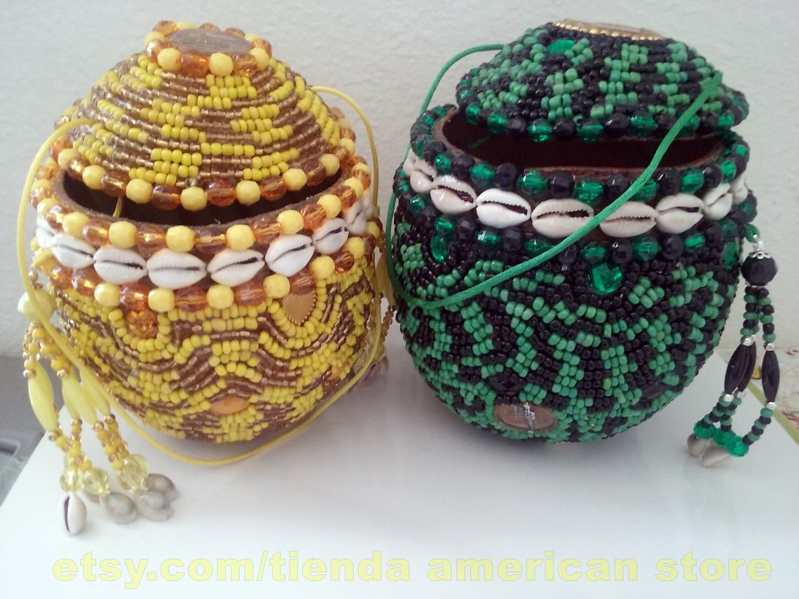 Santeria Yoruba. African TRIBAL Beaded Gourd/ Calabash for OSAIN /ozain ...