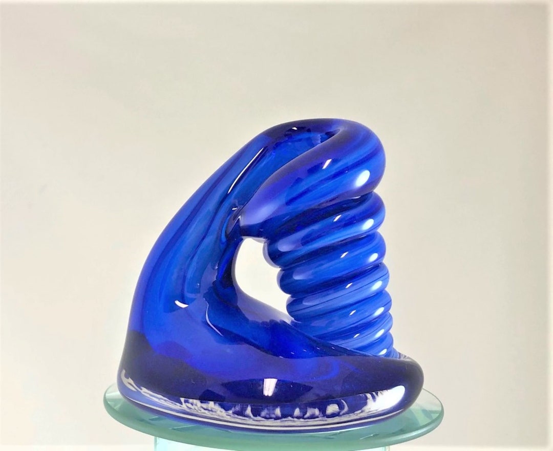 LARGE Cobalt Blue Glass Desk Pen Holder & Paperweight - Etsy