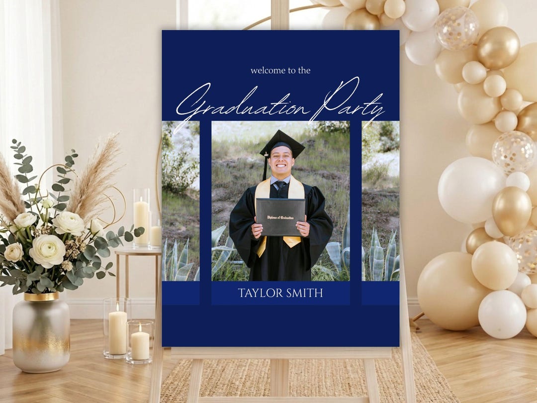Modern Graduation Announcement Banner, Editable Photo Graduation Party ...