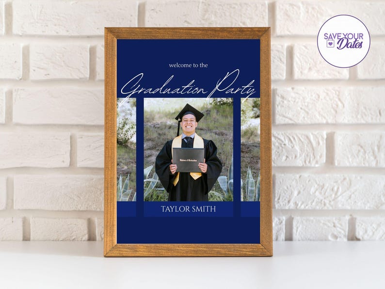Modern Graduation Announcement Banner, Editable Photo Graduation Party ...