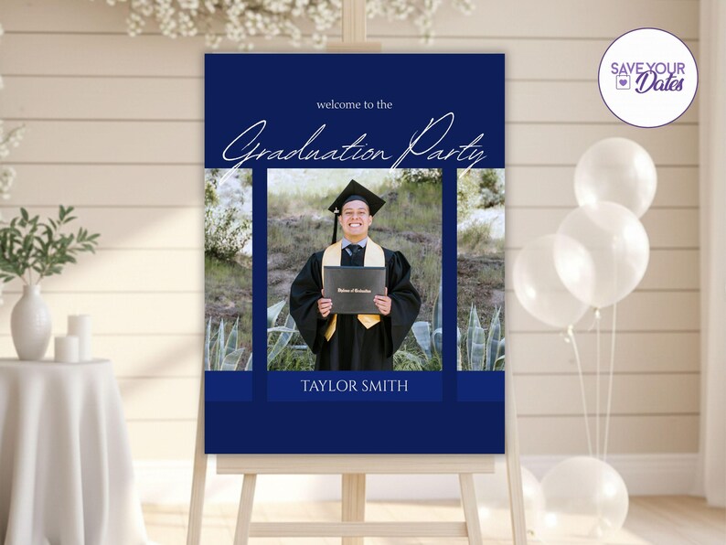 Modern Graduation Announcement Banner, Editable Photo Graduation Party ...