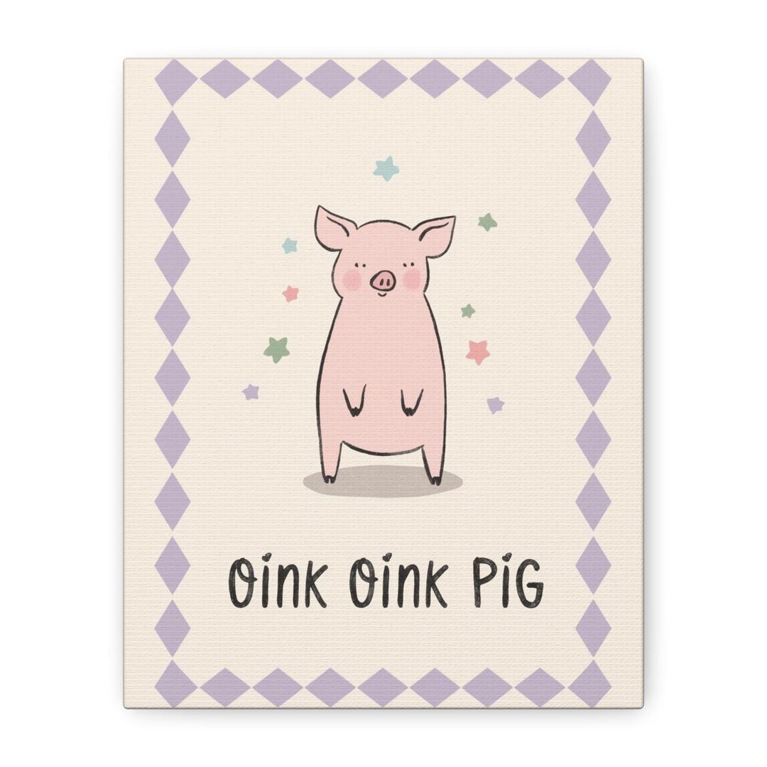 Oink Oink Pig Nursery Print Cute Farm Animal Wall Art for Kids Room ...