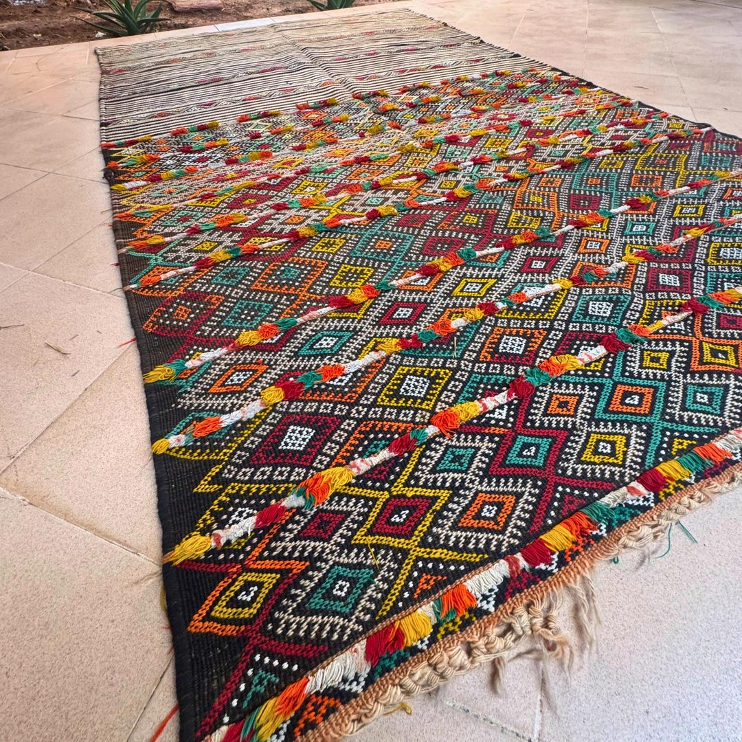 Berber Moroccan Kilim Zayan Rug — Vintage Wool Flat-weave From the ...