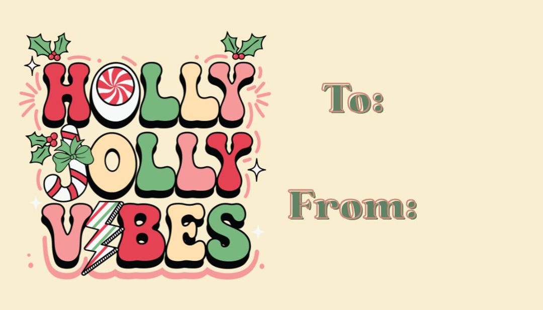 Large Playful Groovy Gift Tags – Digital Download | Retro 70s Style ...