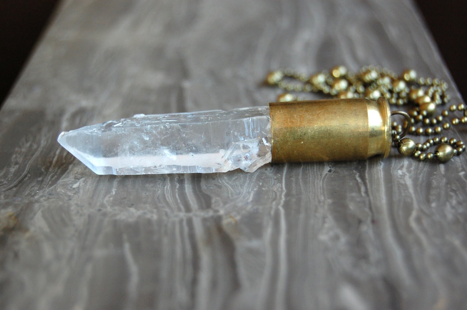 Clear Quartz Crystal Bullet Necklace Gifted at Gbk's MTV - Etsy
