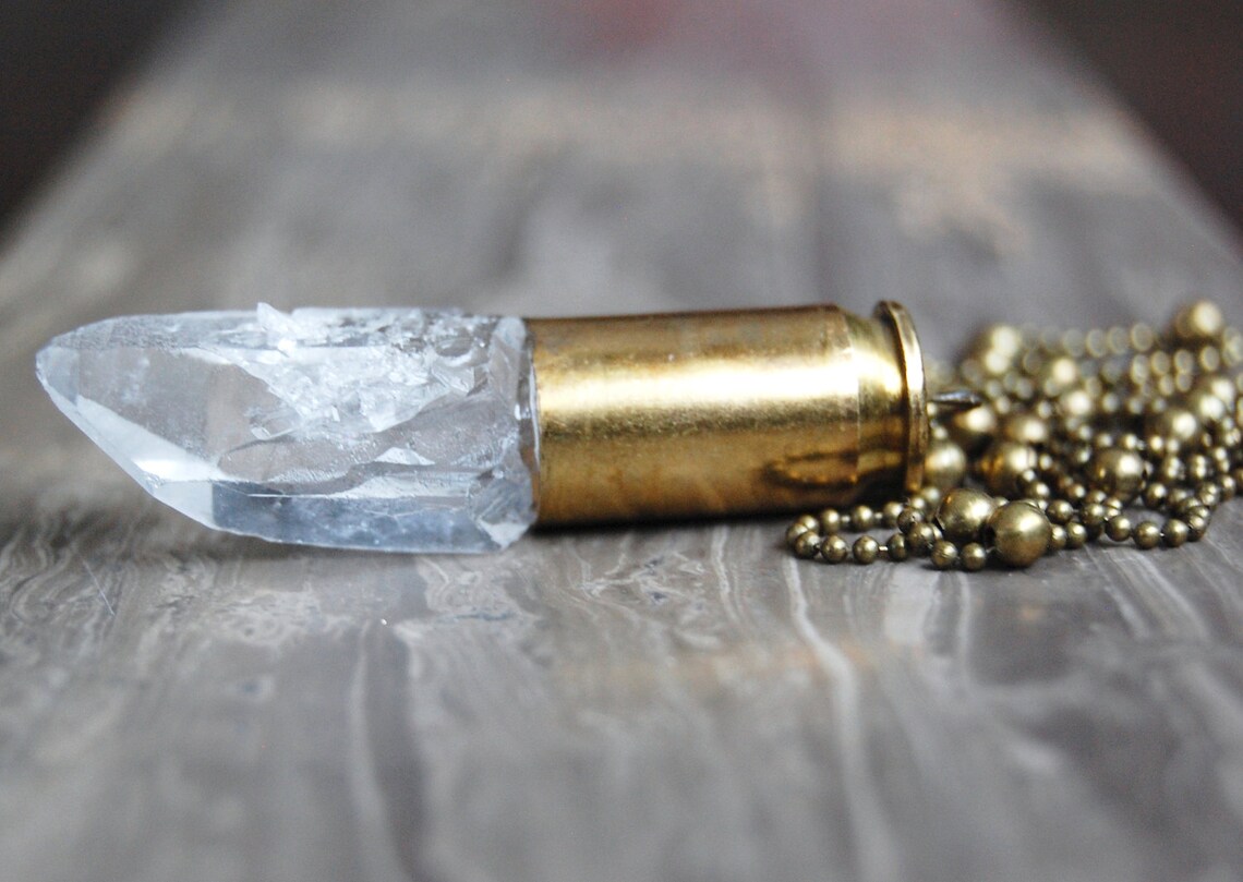 Clear Quartz Crystal Bullet Necklace Gifted at Gbk's MTV - Etsy