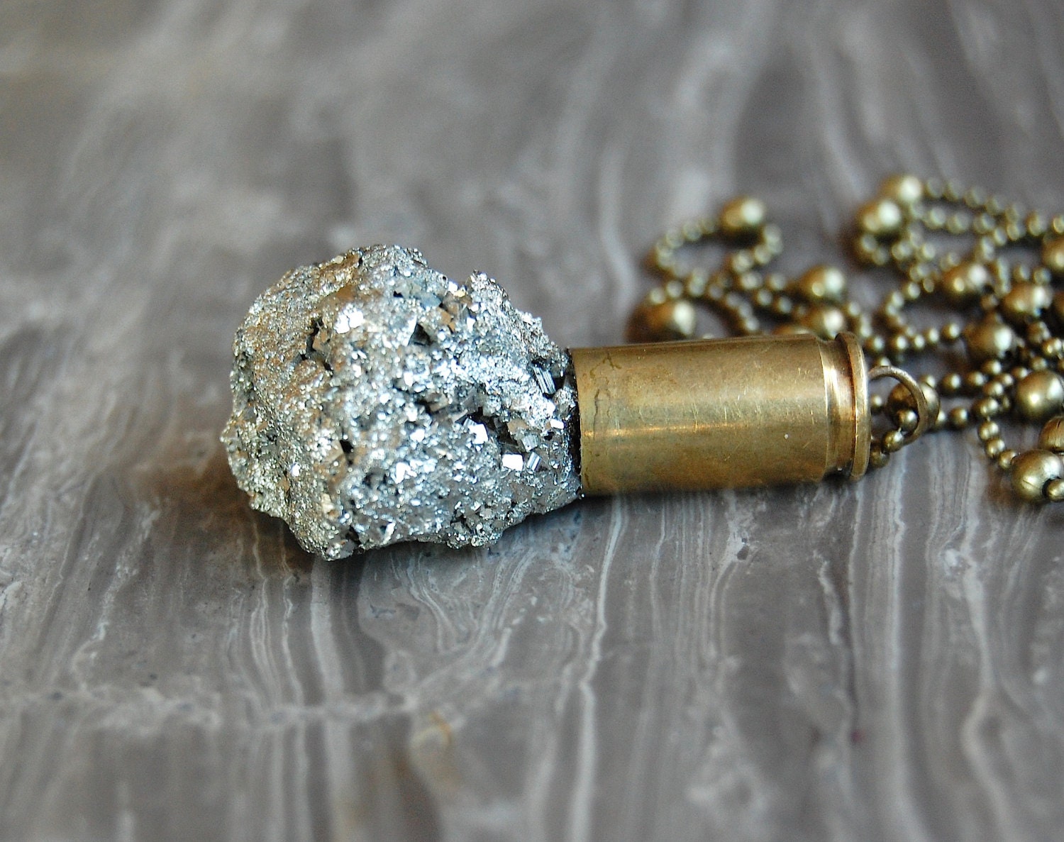 Pyrite Crystal Bullet Pendant Gifted at Gbk's MTV Movie - Etsy