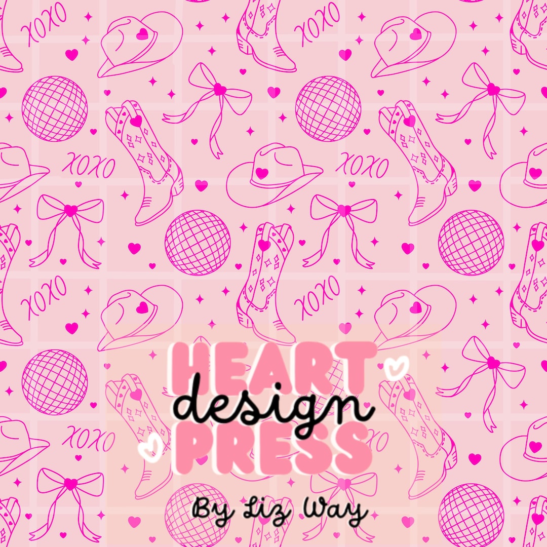 Cowgirl Disco Valentines Seamless Pattern • Pink Western (digital File ...