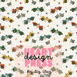Vintage Race Car Seamless Pattern Retro Kids Racing Design Derby Car ...