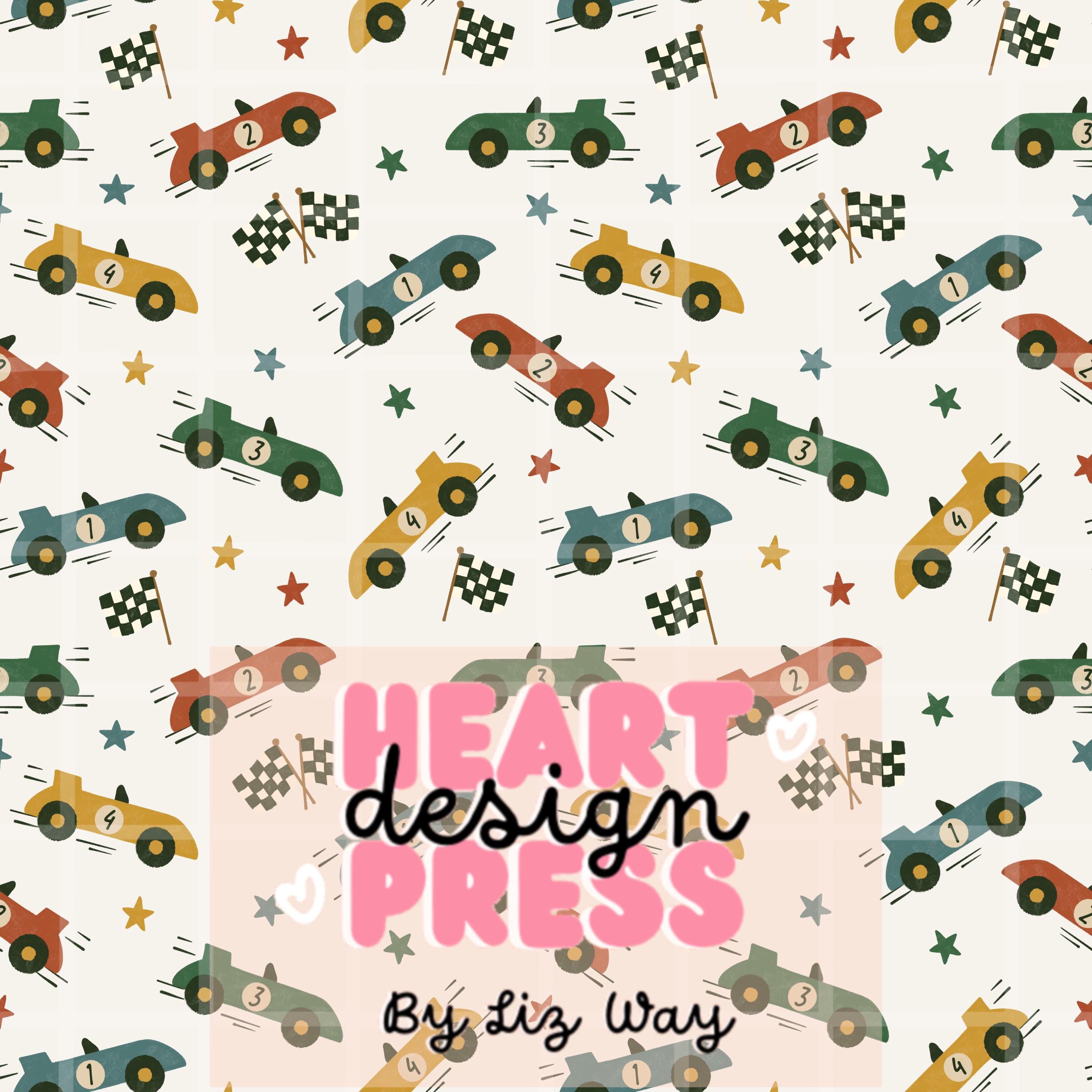 Vintage Race Car Seamless Pattern Retro Kids Racing Design Derby Car ...