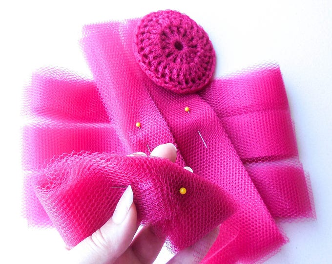 DIY Dish Scrubbie Supplies Set of 4 Through 20 Hot Pink Nylon Netting ...
