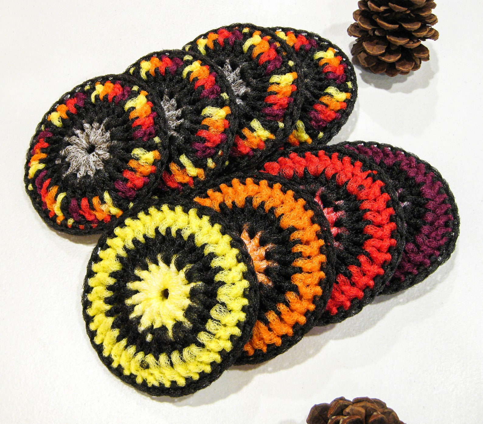 Large Autumn Dish Scrubbies Set of 8 Fall Colored Nylon | Etsy