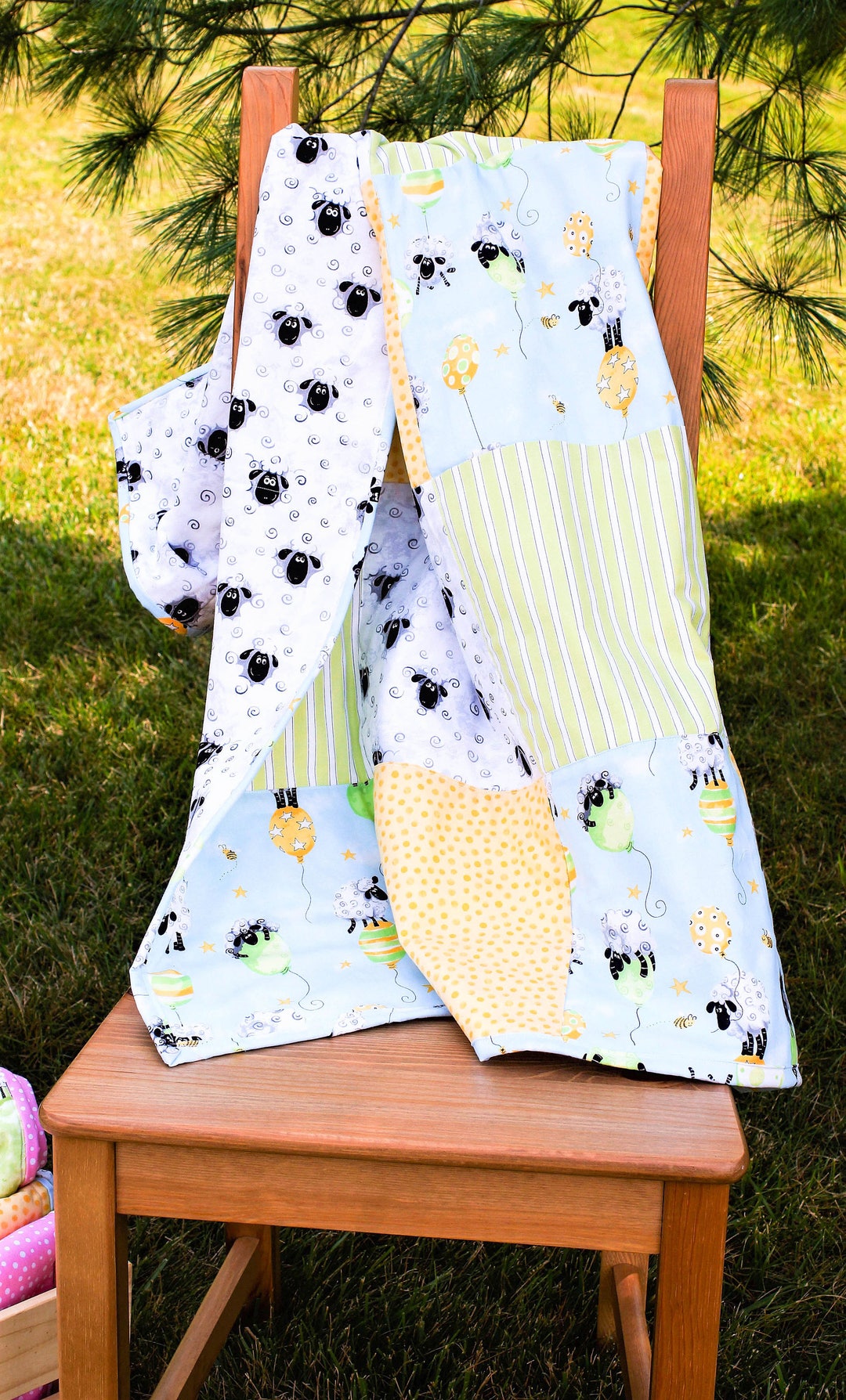 Baby Boy Lamb Quilt, Sheep Crib Bedding, Lewe the Lamb Quilt, Susybee ...