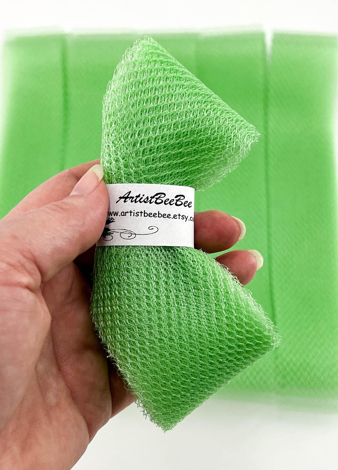 Lime Green Nylon Netting Strips - Set of 4 Through 20 - Precut Scrubbie ...