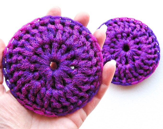 Heavy Duty Crochet Dish Scrubbies - Set of 2 Through 10 - Pink and ...
