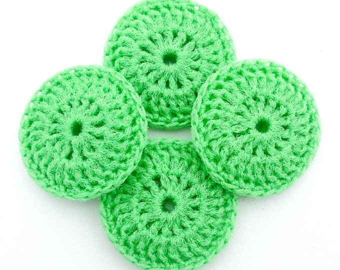 Lime Green Dish Scrubbies - Set of 2 Through 10 - Crochet Nylon Pot ...