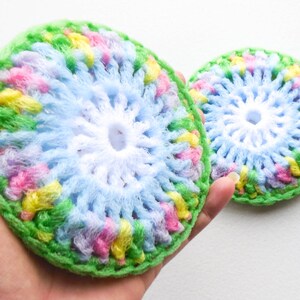 Large Crochet Pot Scrubbers - Set of 2 Through 10 - Pastel Nylon Dish ...