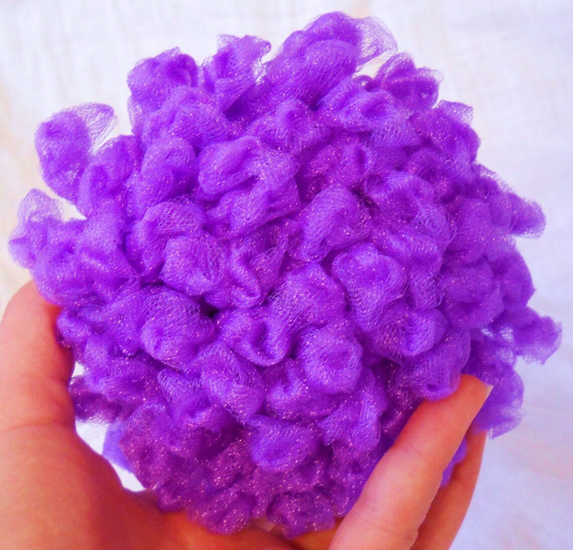 Purple Bathroom Poof - Pretty in Pearls Scrubble - Soft Crochet Sponge ...