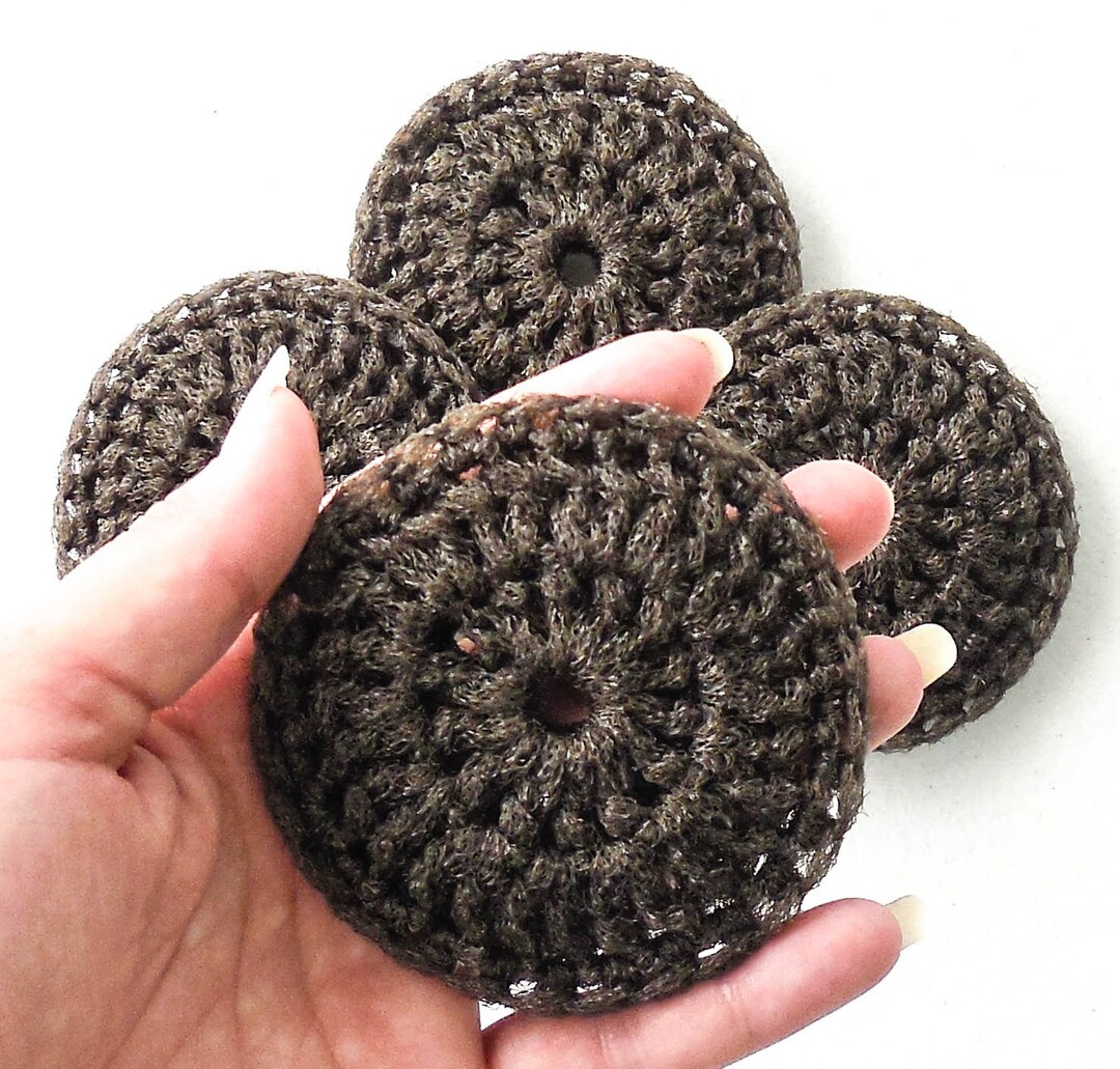 Crochet Nylon Pot Scrubbies - Set of 2 Through 10 - Chocolate Brown ...