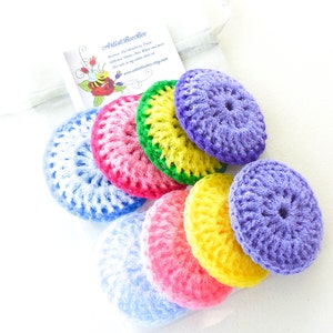 Crochet Nylon Dish Scrubbies - Set of 8 - Pastel Collection - Pot ...