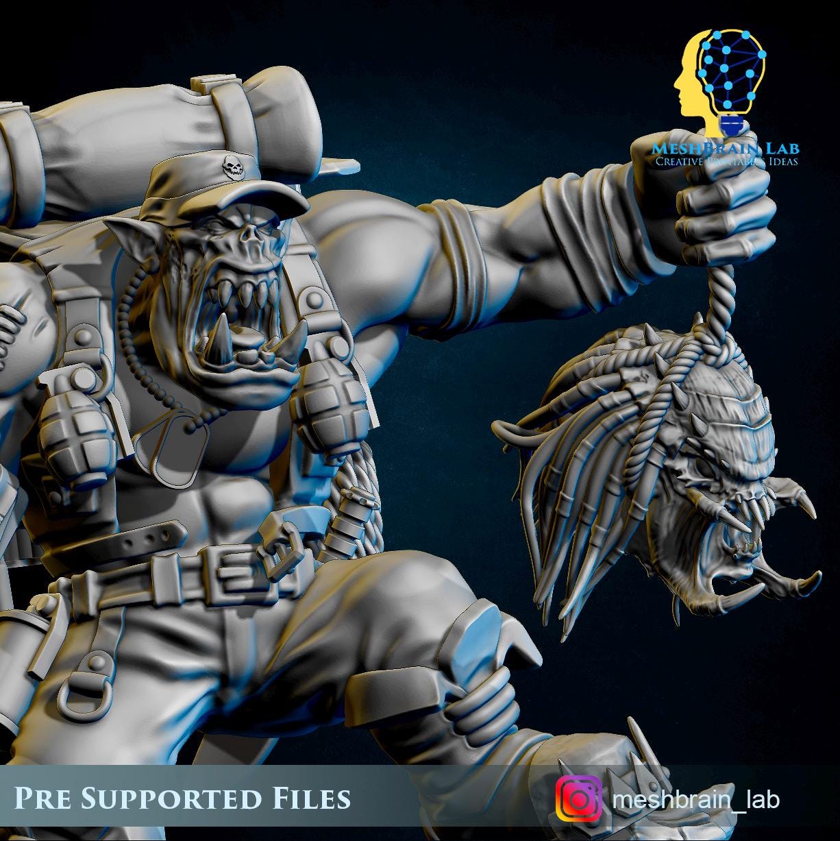 3D Printed Ork Kommando Boss by Meshbrain Labs - Etsy