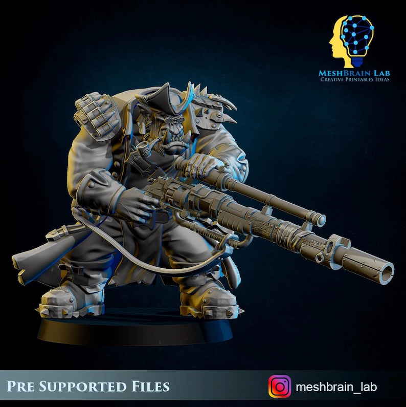 3D Printed Ork Pirate Sniper by Meshbrain Labs - Etsy
